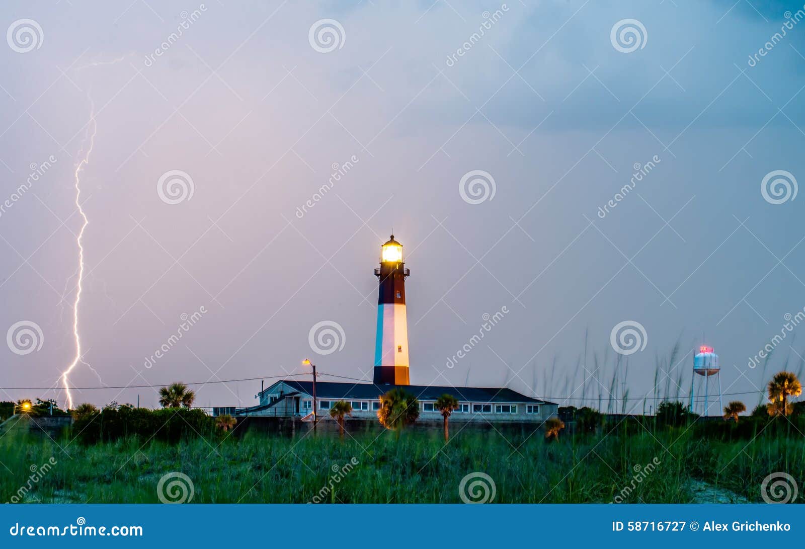Tybee Island Light with Storm Approaching Stock Image - Image of stormy ...