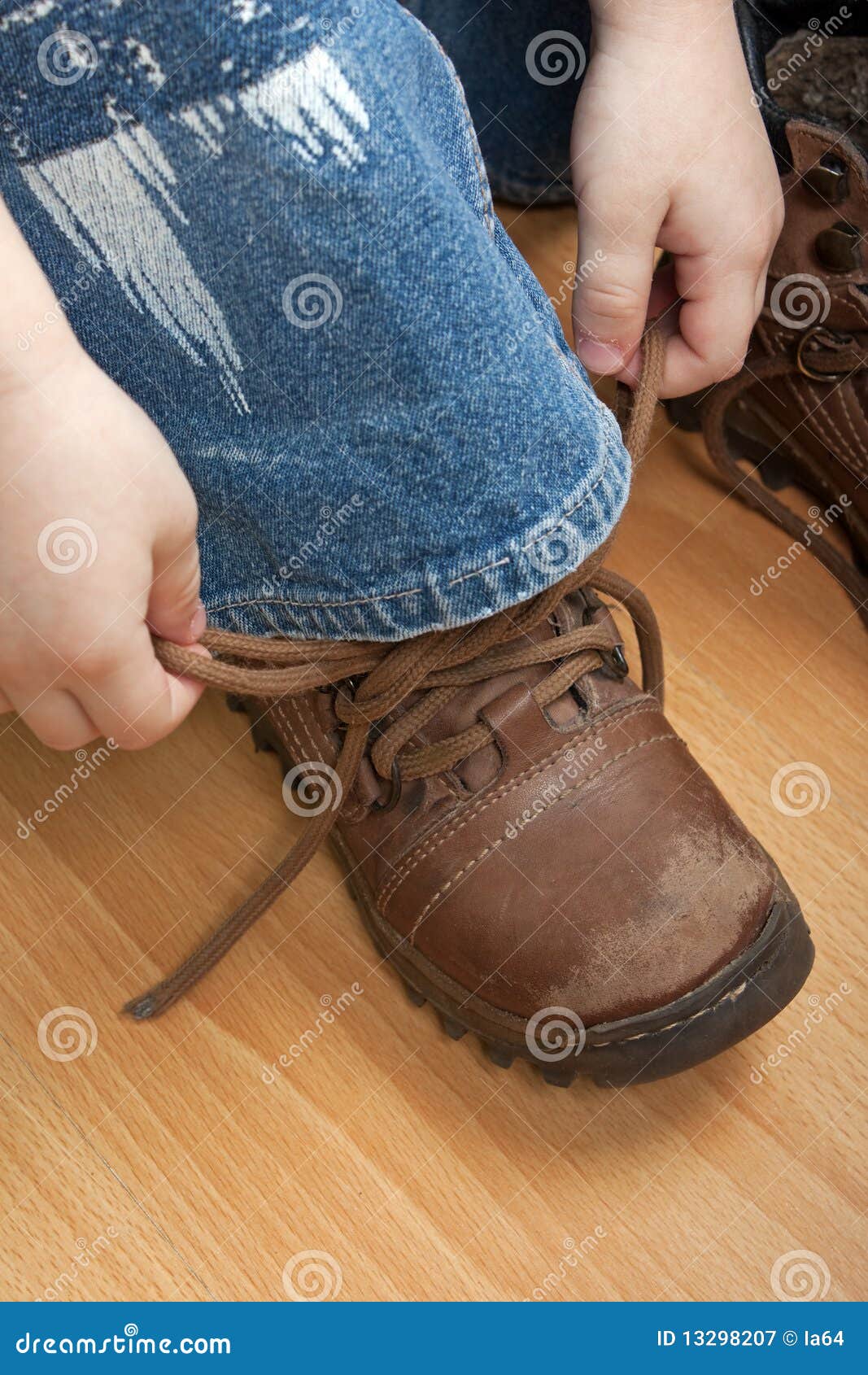 Tying lace stock image. Image of learning, isolated, pair - 13298207