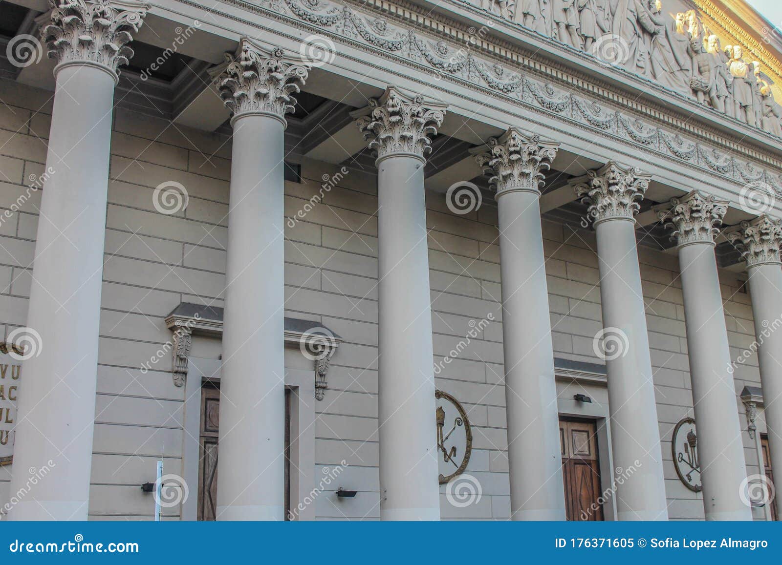 Tympanum Column Detail Architecture Traditional Stock Image - Image of ...