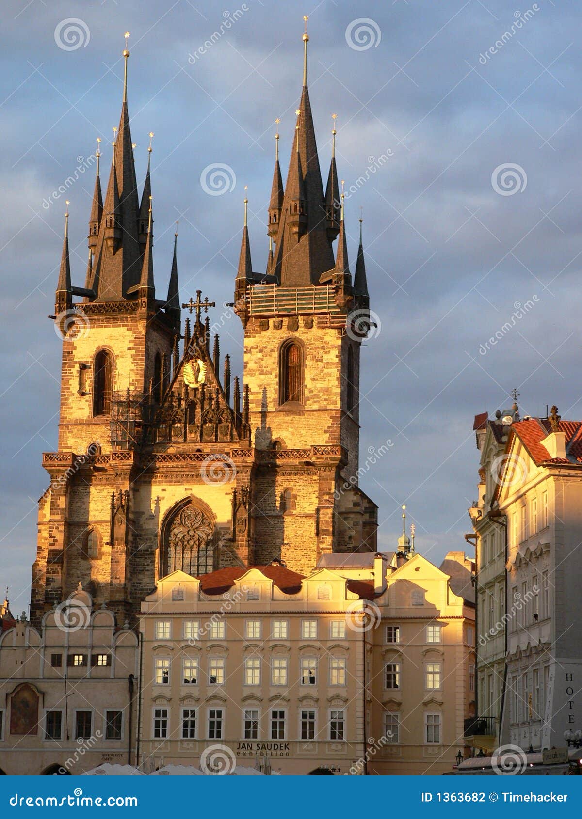 Tyn Cathedral Prague stock photo. Image of clouds, prague - 1363682