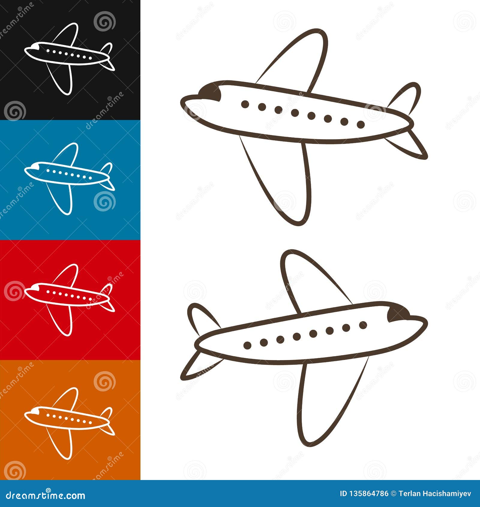 Type of Airplane Vector Isolated. Airplane Side View Illustration ...