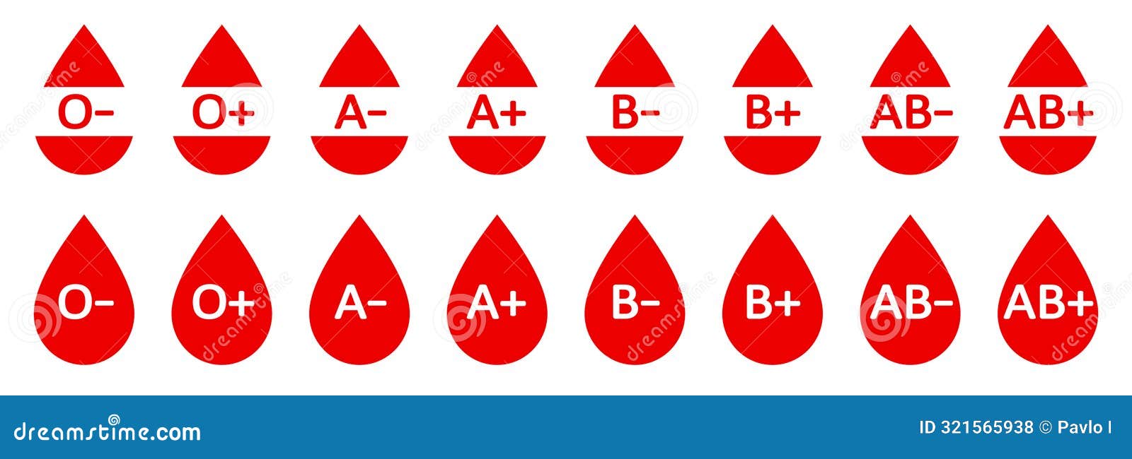 Type Blood Set Icons in Form of Red Droplet, Drop Blood for Donation ...