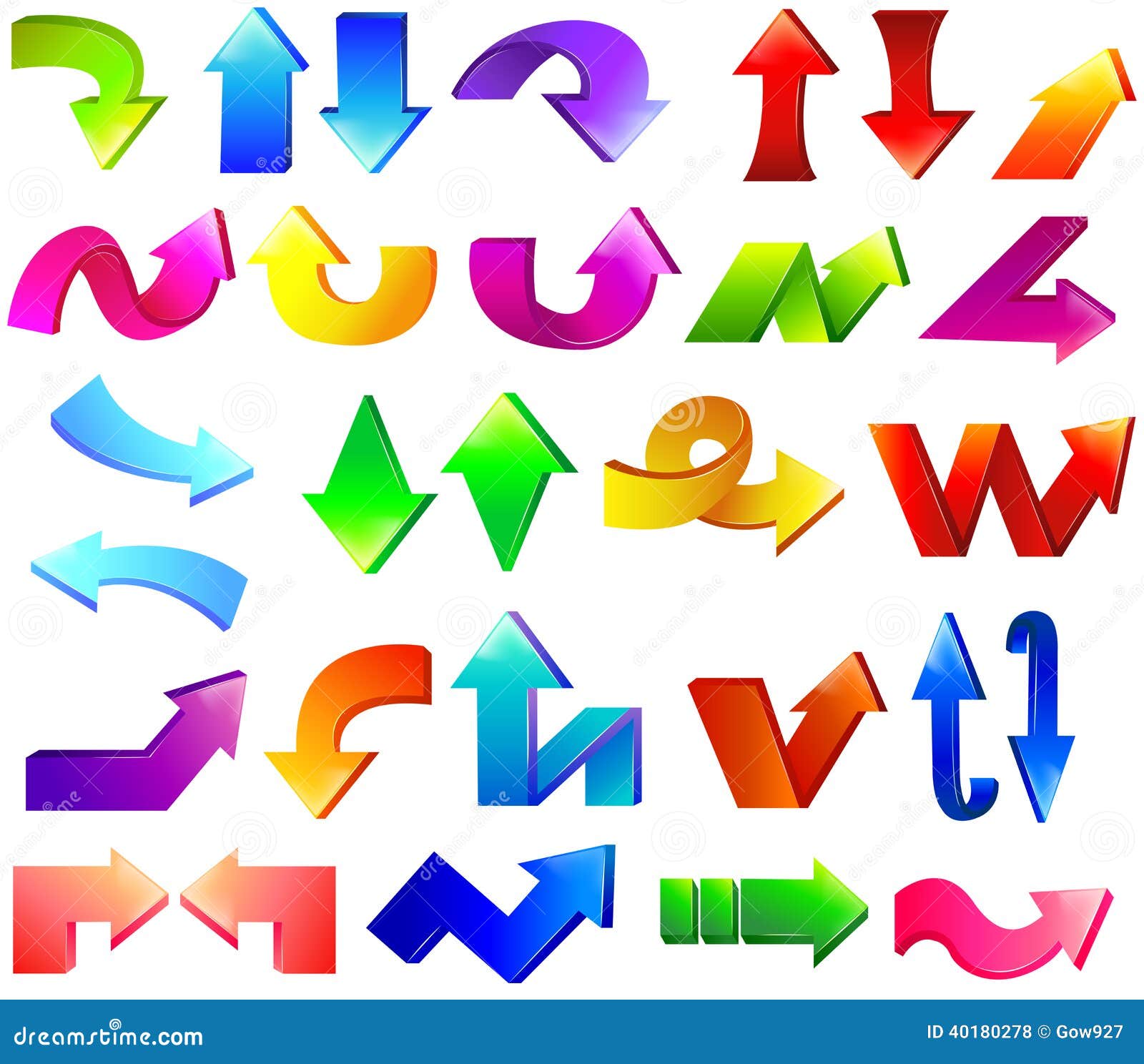 Type of colorful arrow set stock vector. Illustration of glossy - 40180278