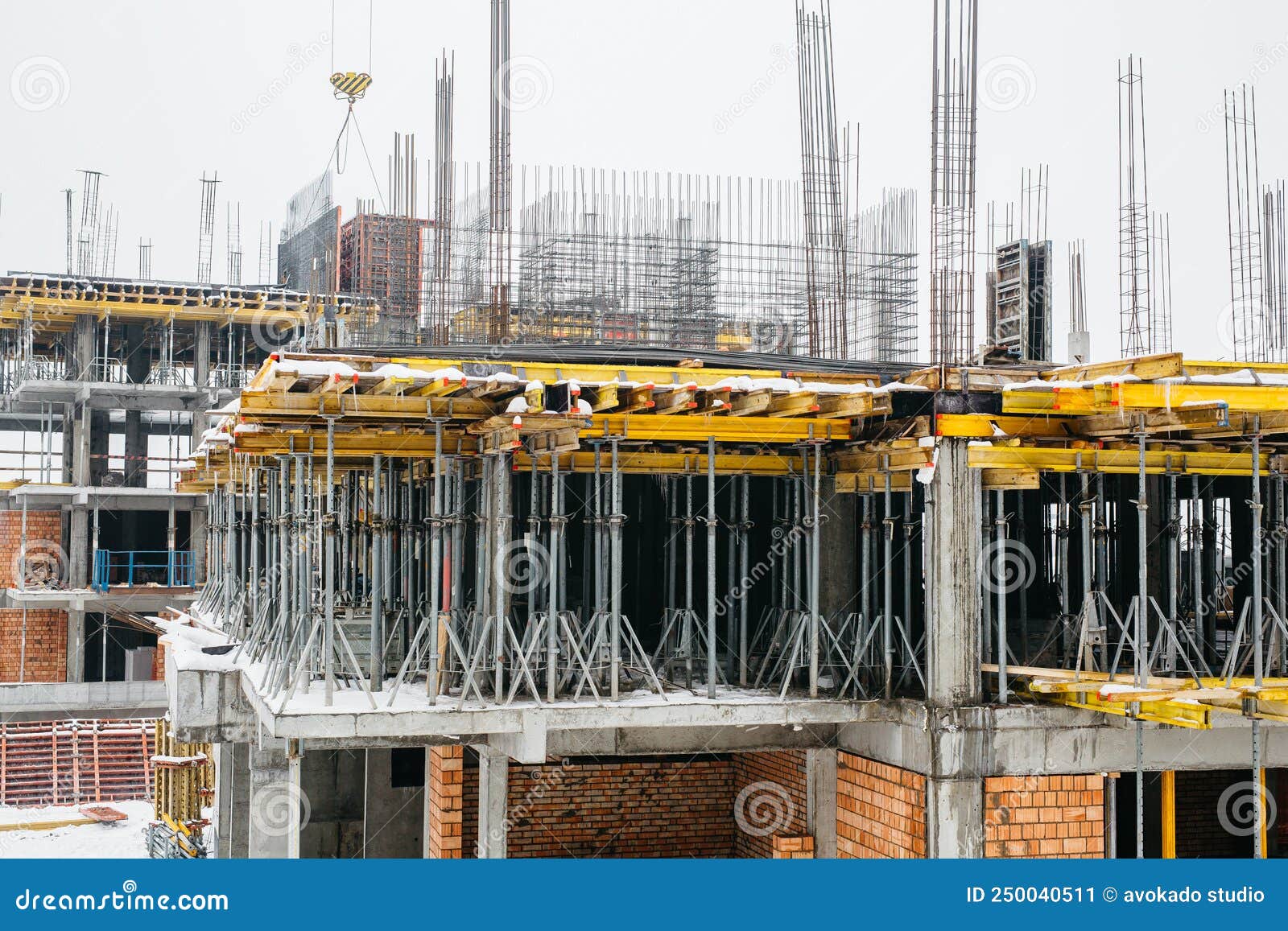 Type of Complex Engineering Construction of Houses in Winter Time Stock ...