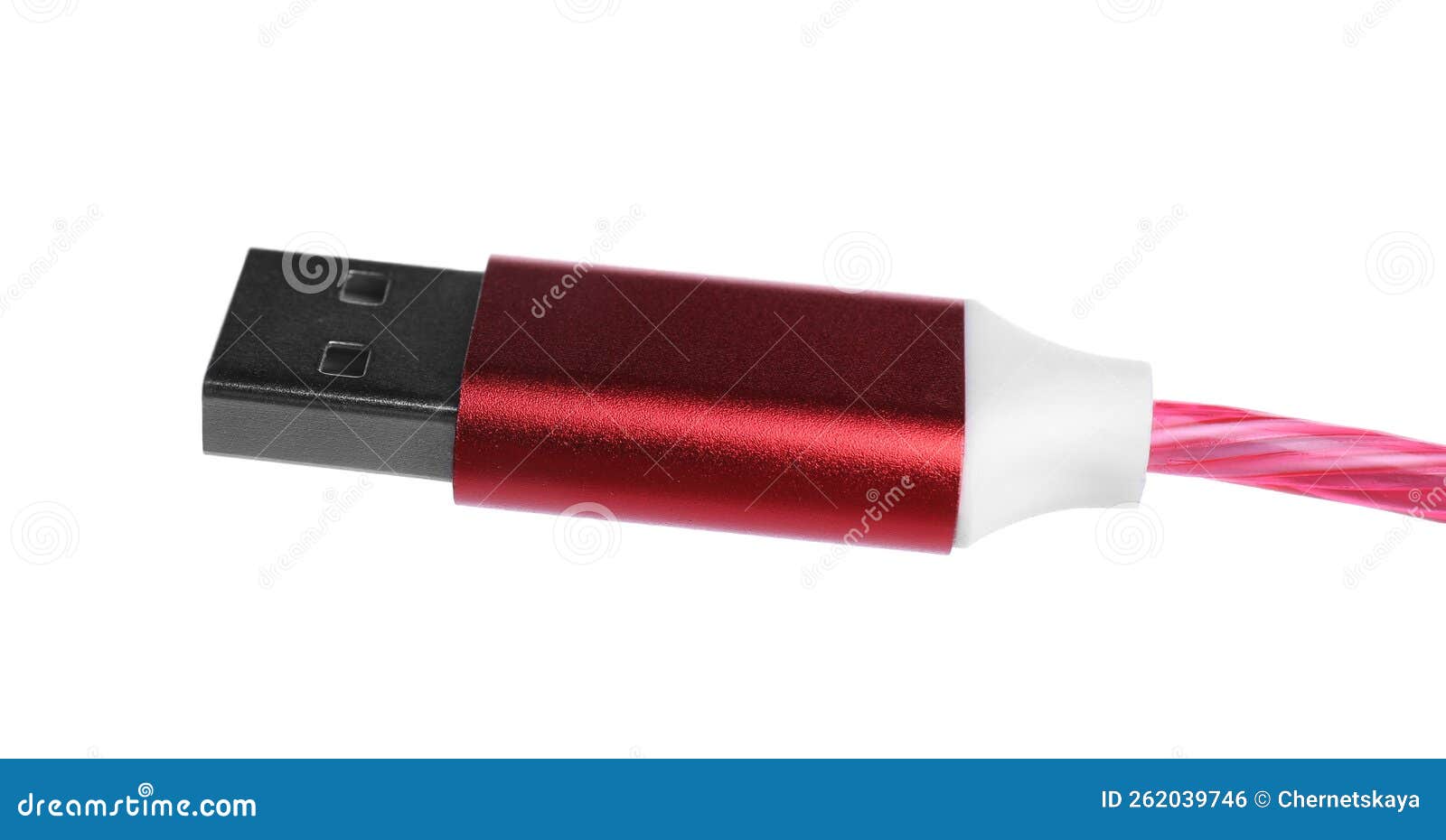 Type a Connector of Red USB Cable Isolated on White Stock Photo - Image ...