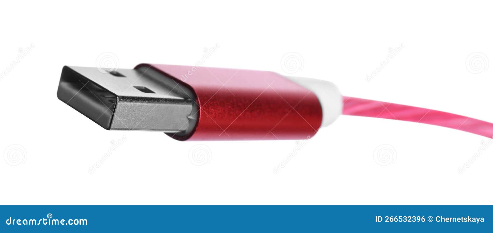 Type a Connector of Red USB Cable Isolated on White Stock Photo - Image ...