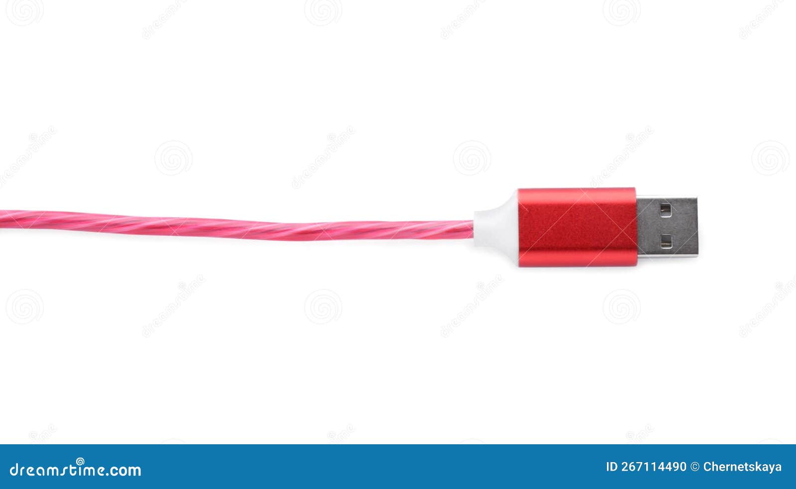Type a Connector of Red USB Cable Isolated on White, Top View Stock ...