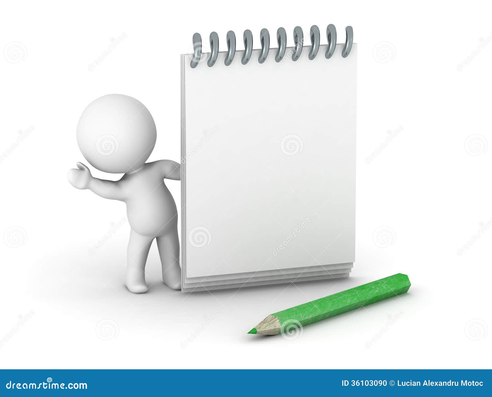 Type 3D Avec Le Bloc-notes Et Le Crayon Illustration Stock ...