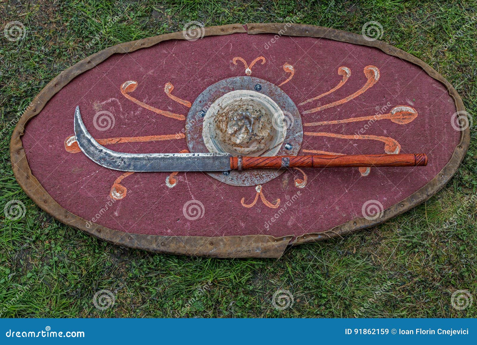 Type of Dacian Ancient Weapon Stock Image - Image of grass, posing ...