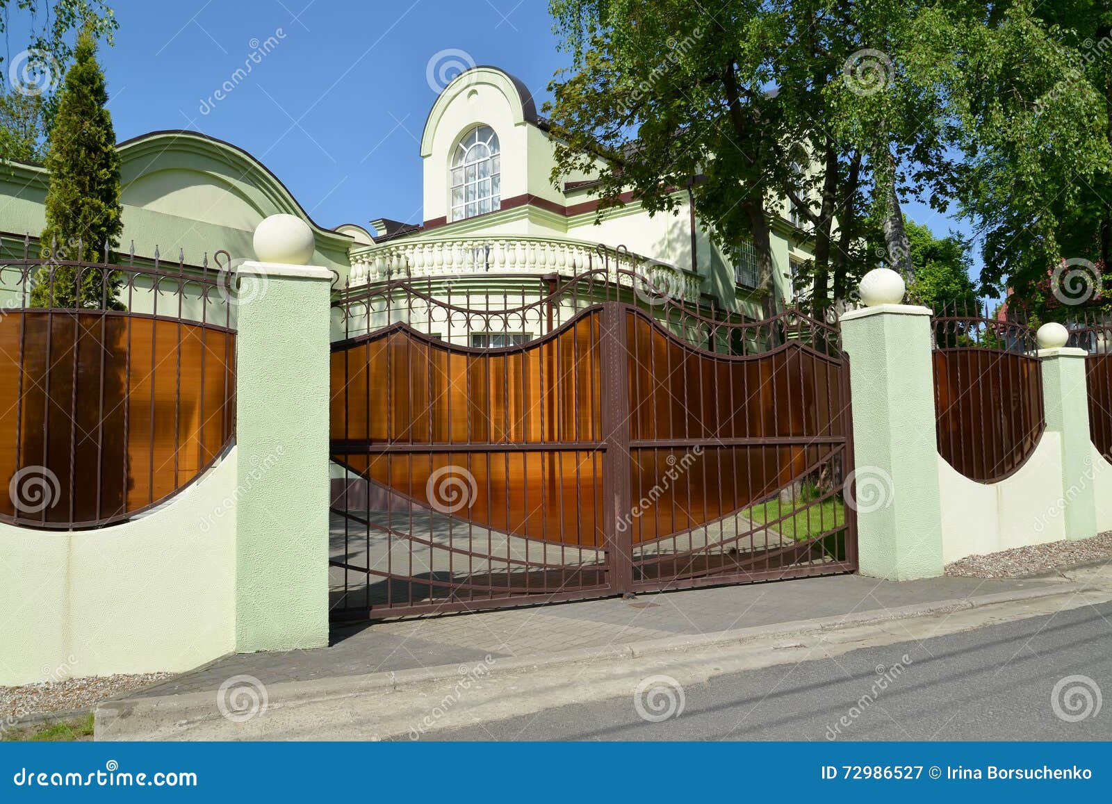Type on Gate and a Barrier Around a Country House Stock Image - Image ...