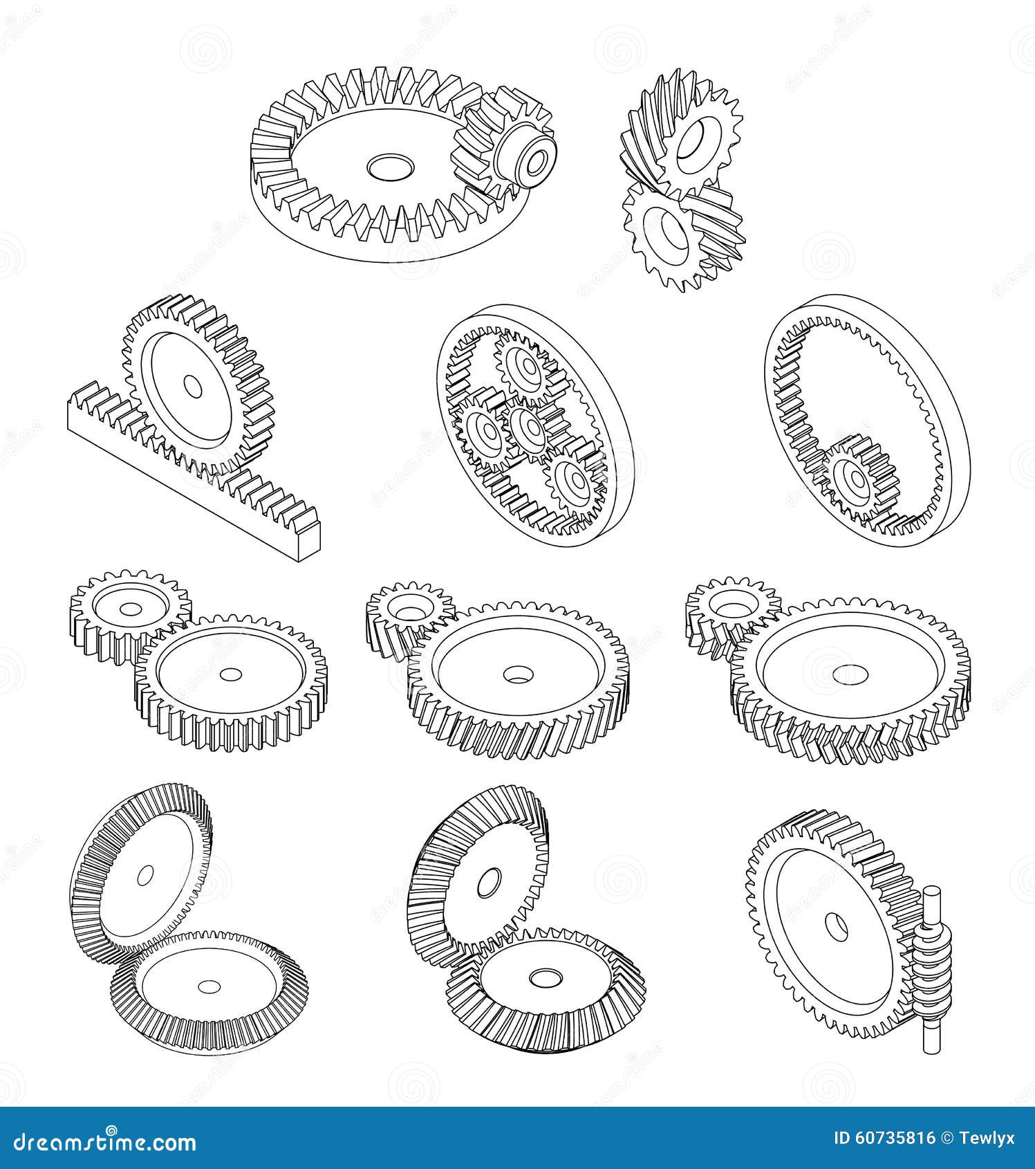 11 type of gears stock vector. Illustration of worm, face - 60735816