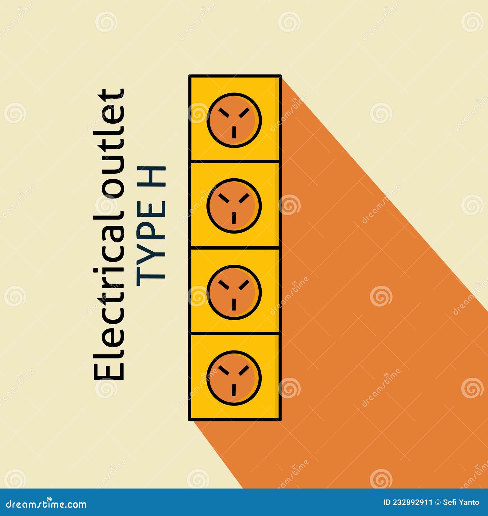 Type H Power Plug and Socket, Flat Design Electrical Plugs and ...