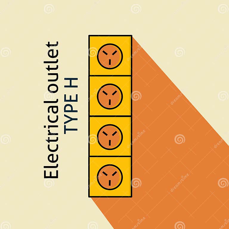 Type H Power Plug and Socket, Flat Design Electrical Plugs and ...