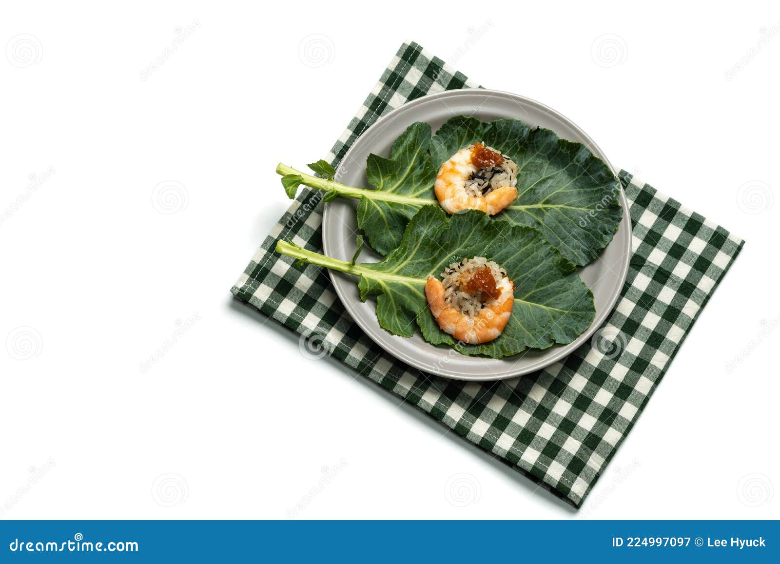 A Type Of Leaf Wraps And Rice Ssambap Eaten With Boiled Shrimp, Rice ...