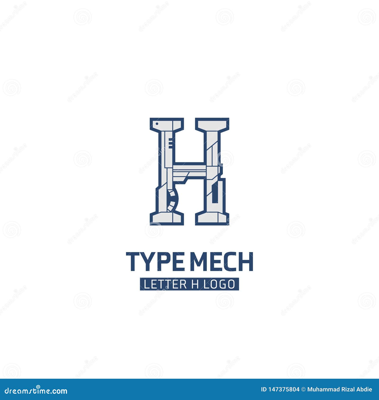 Type Letter H Mech Logo, Initial Logotype with Robot Mechanical Style ...