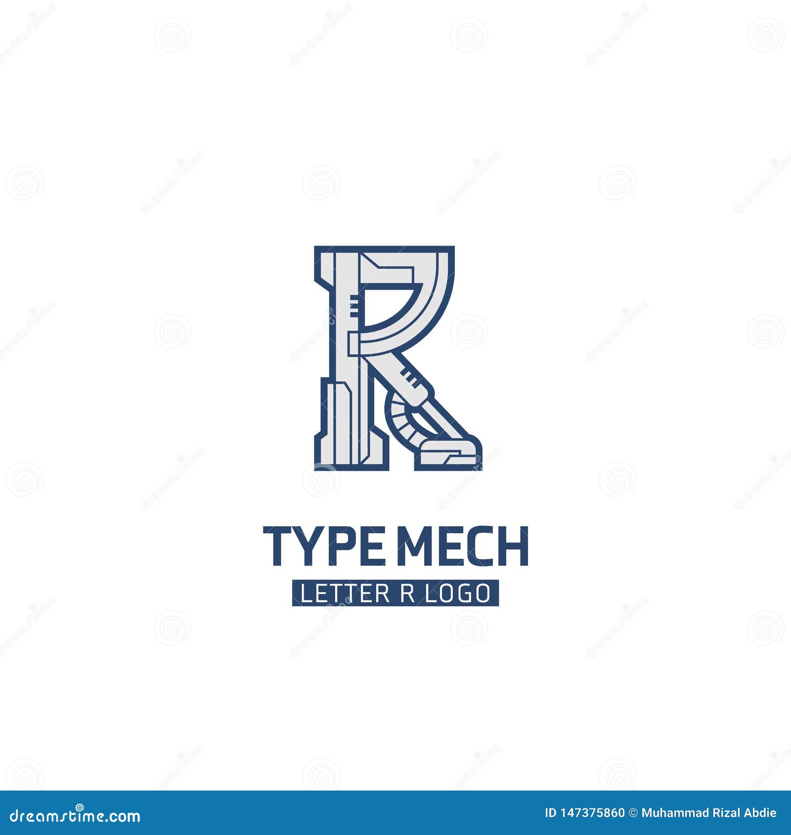 Type Letter R Mech Logo, Initial Logotype with Robot Mechanical Style ...