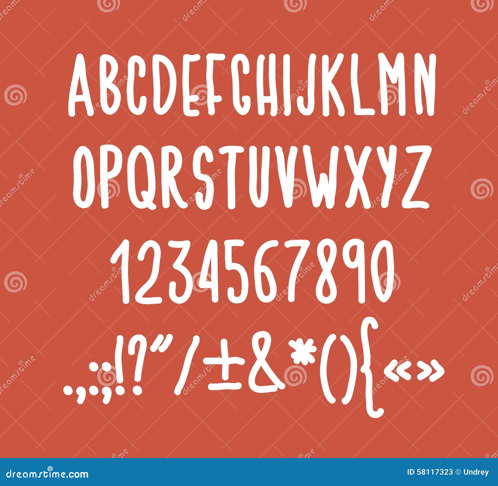 Type Letters, Numbers and Punctuation Marks Hand Stock Vector ...