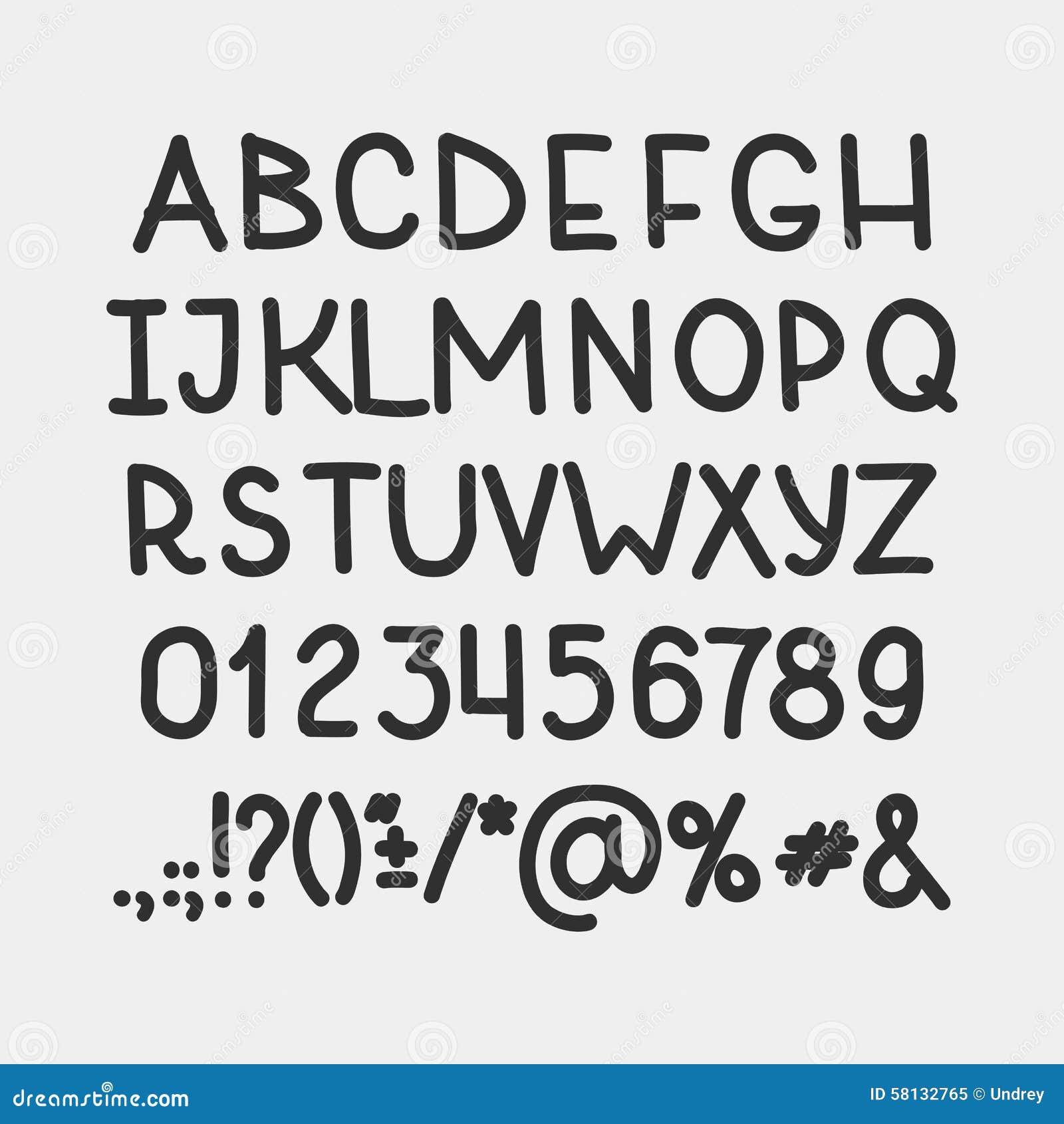 Type Letters, Numbers and Punctuation Marks Hand Stock Vector ...