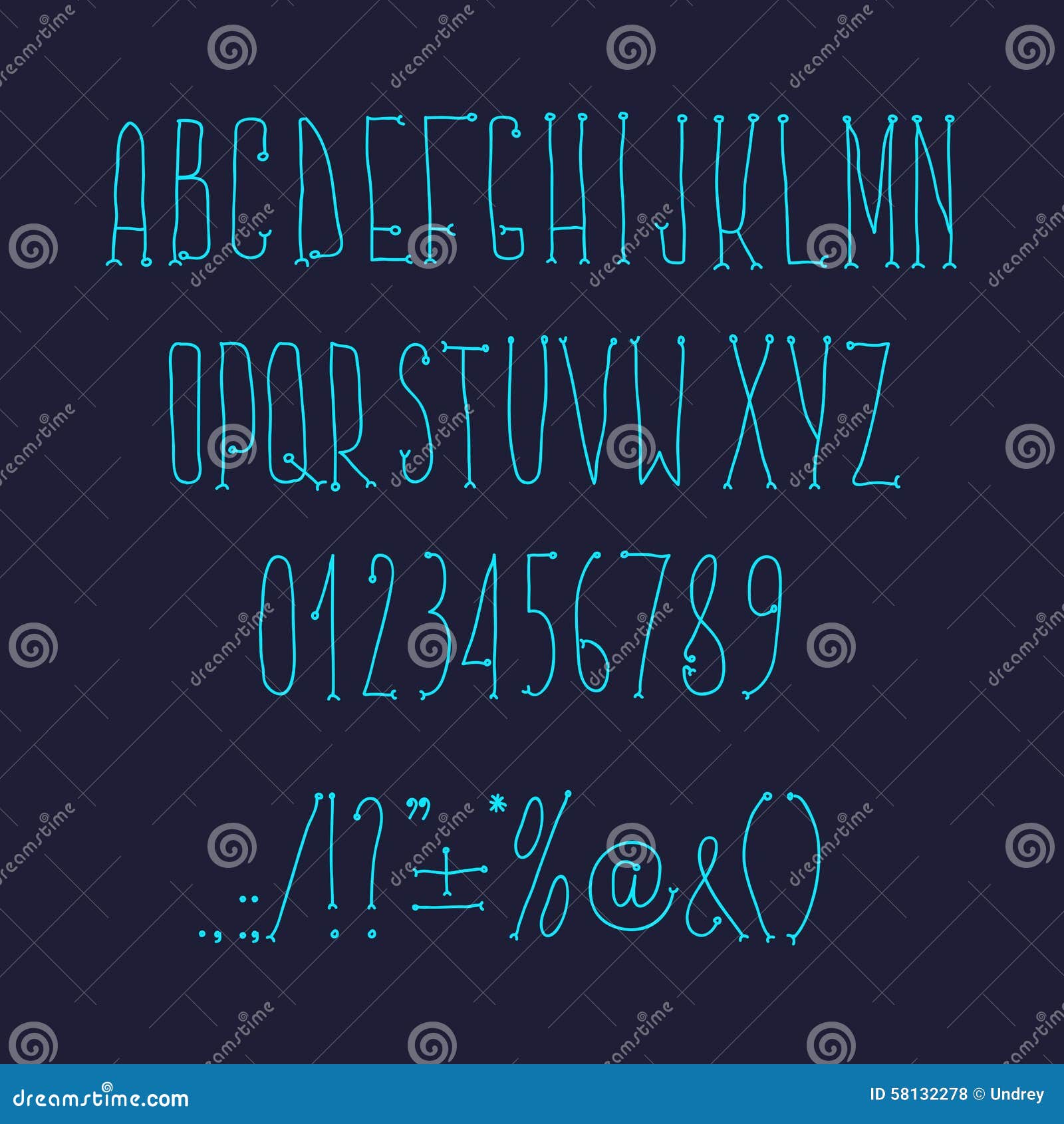 Type Letters, Numbers and Punctuation Marks Hand Stock Vector ...