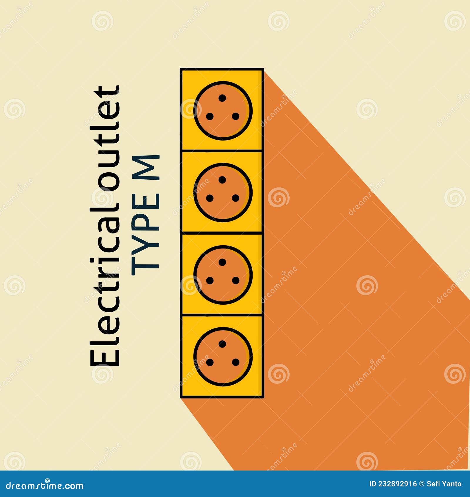 Type M Power Plug and Socket, Flat Design Electrical Plugs and ...