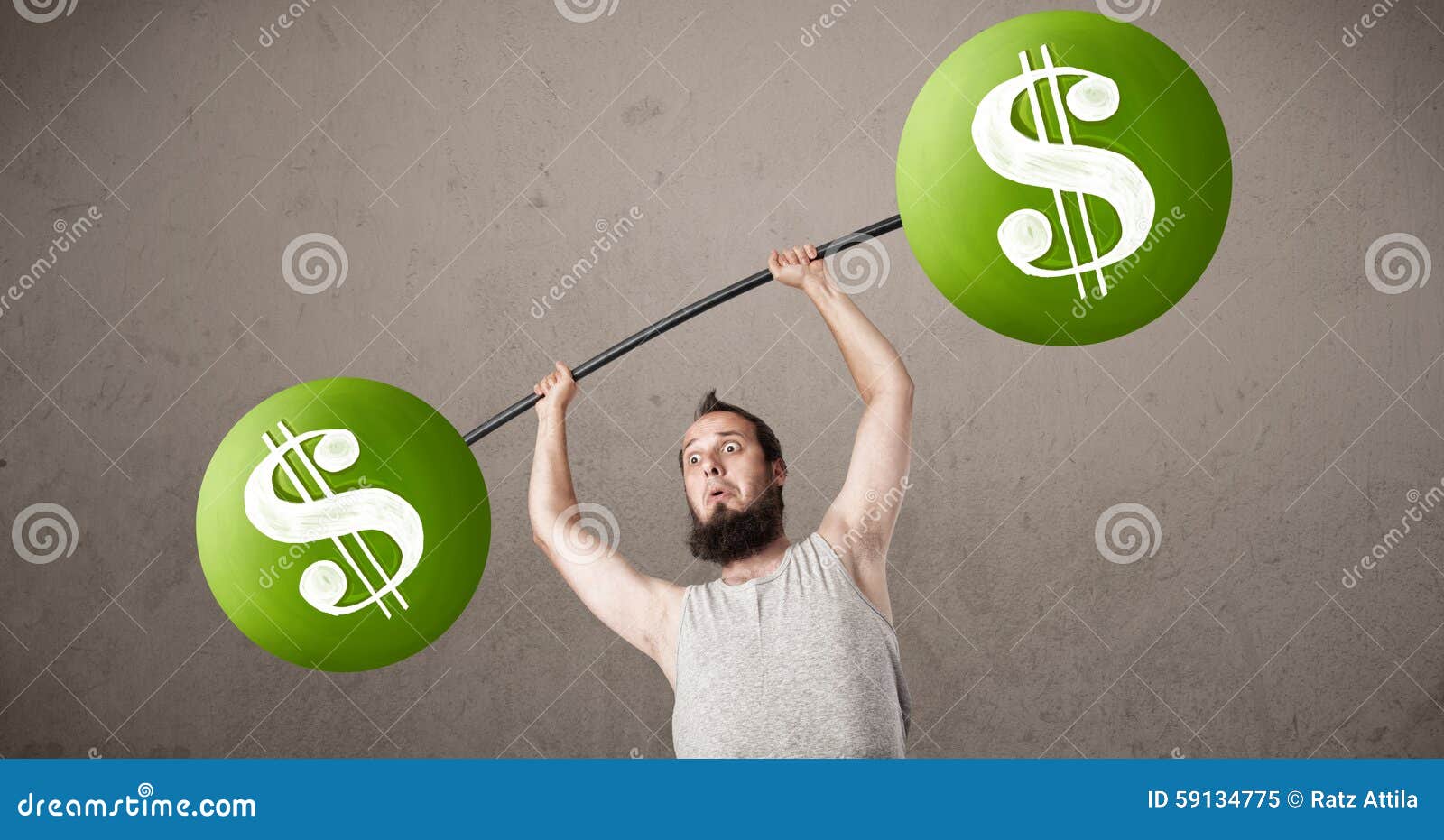 Type Maigre Soulevant Les Poids Verts De Symbole Dollar Image stock ...