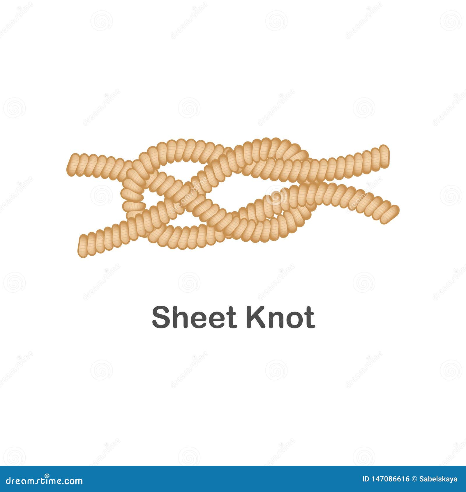 Type of Nautical or Marine Node Sheet Knot for Rope with a Loop. Stock ...