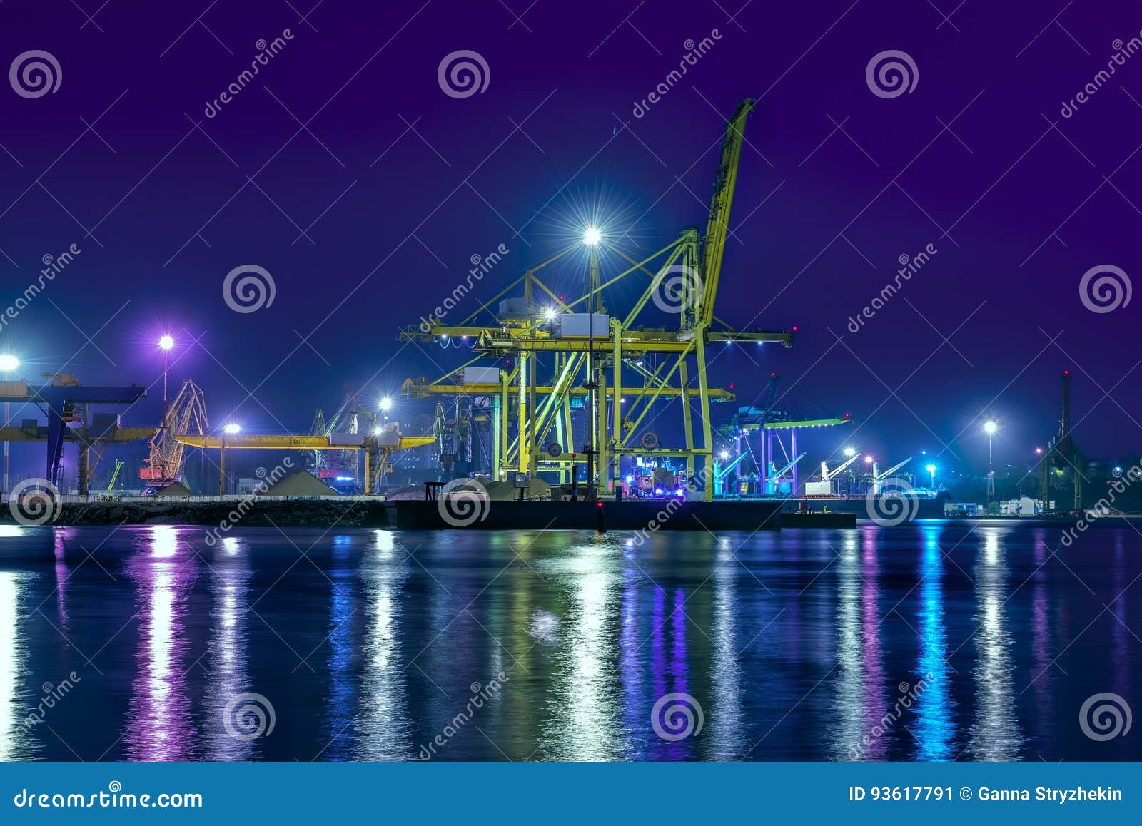 Type of night port. stock image. Image of crane, clock - 93617791