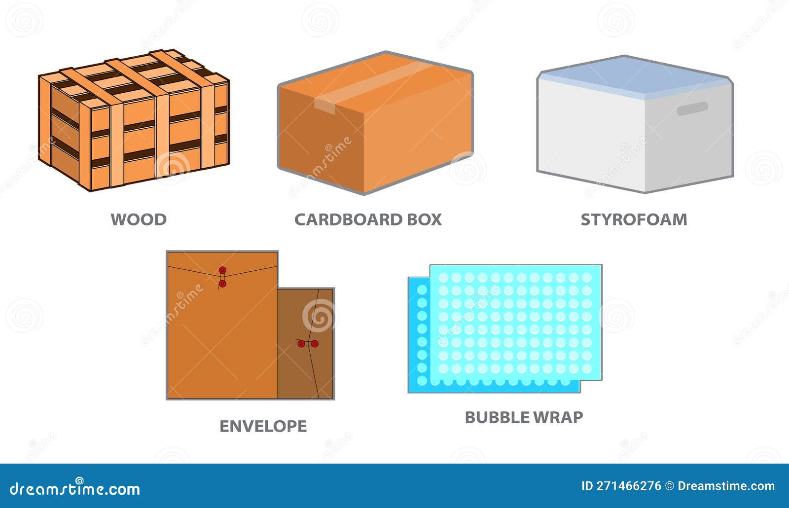 Type of Packaging Realistic Isolated on White - 3d Illustration. Stock ...