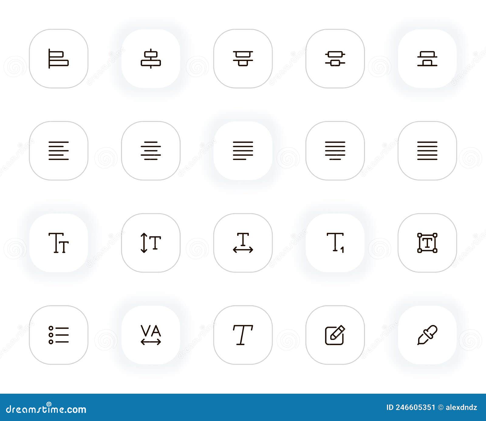 Type, Paragraph and Character Line Icons Set. Editable Stroke. 24x24 ...
