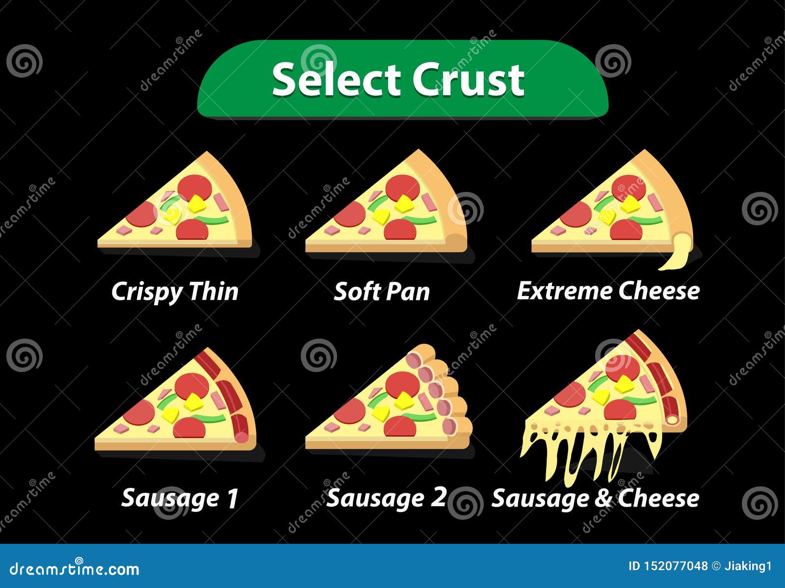 Type of Pizza Crust for Select, Vector Art Stock Vector - Illustration ...