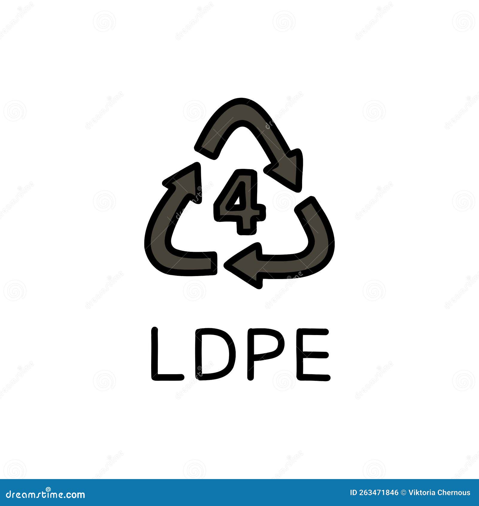 Type of Plastic Symbol Ldpe Doodle Icon, Vector Color Line Illustration ...
