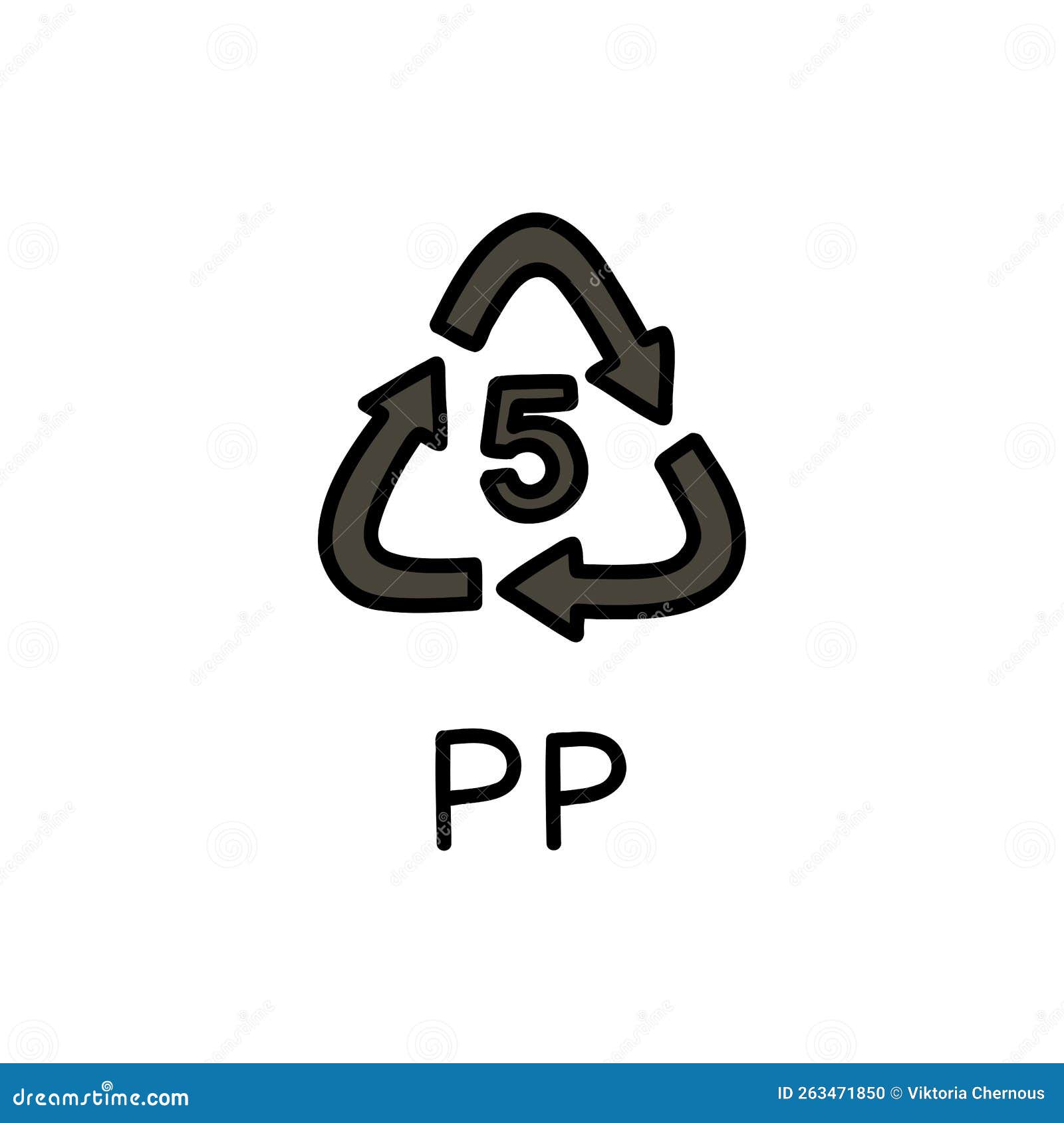 Type of Plastic Symbol Pp Doodle Icon, Vector Color Line Illustration ...