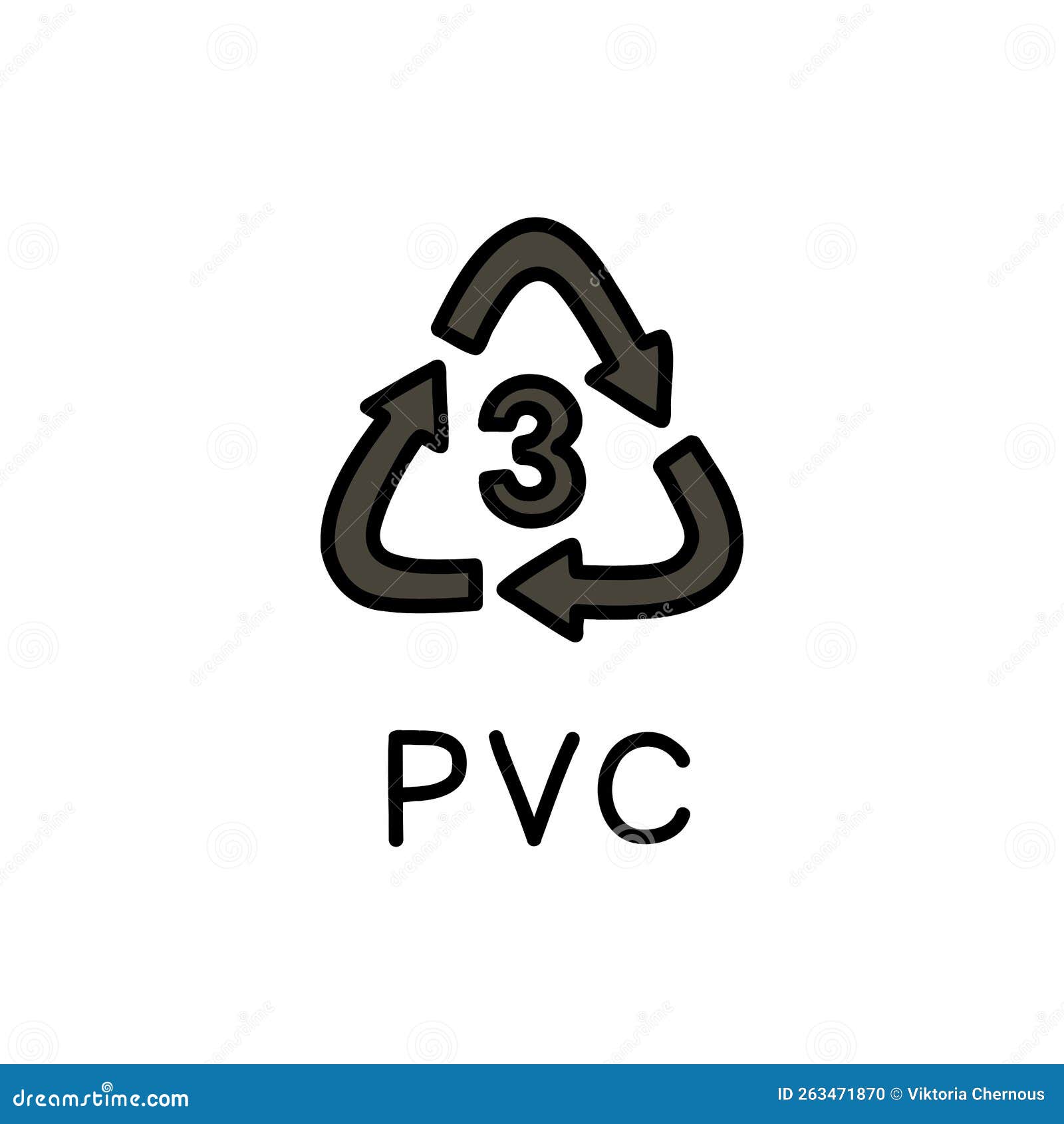 Type of Plastic Symbol Pvc Doodle Icon, Vector Color Line Illustration ...