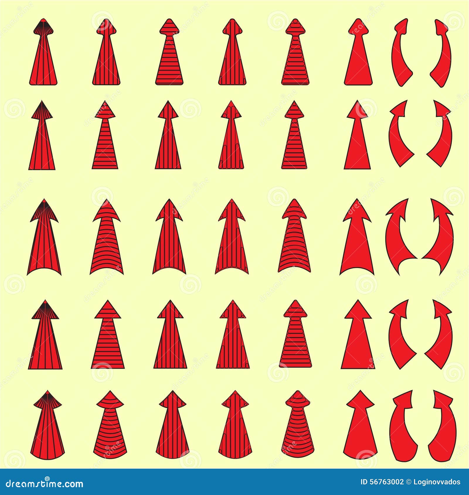 Type of Red Various Arrow Set Stock Vector - Illustration of element ...