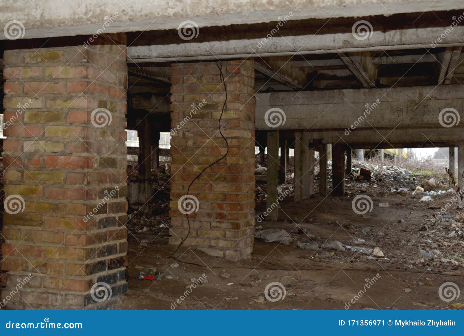 Stone Pillars Under the Railway Platform. Stock Image - Image of ...