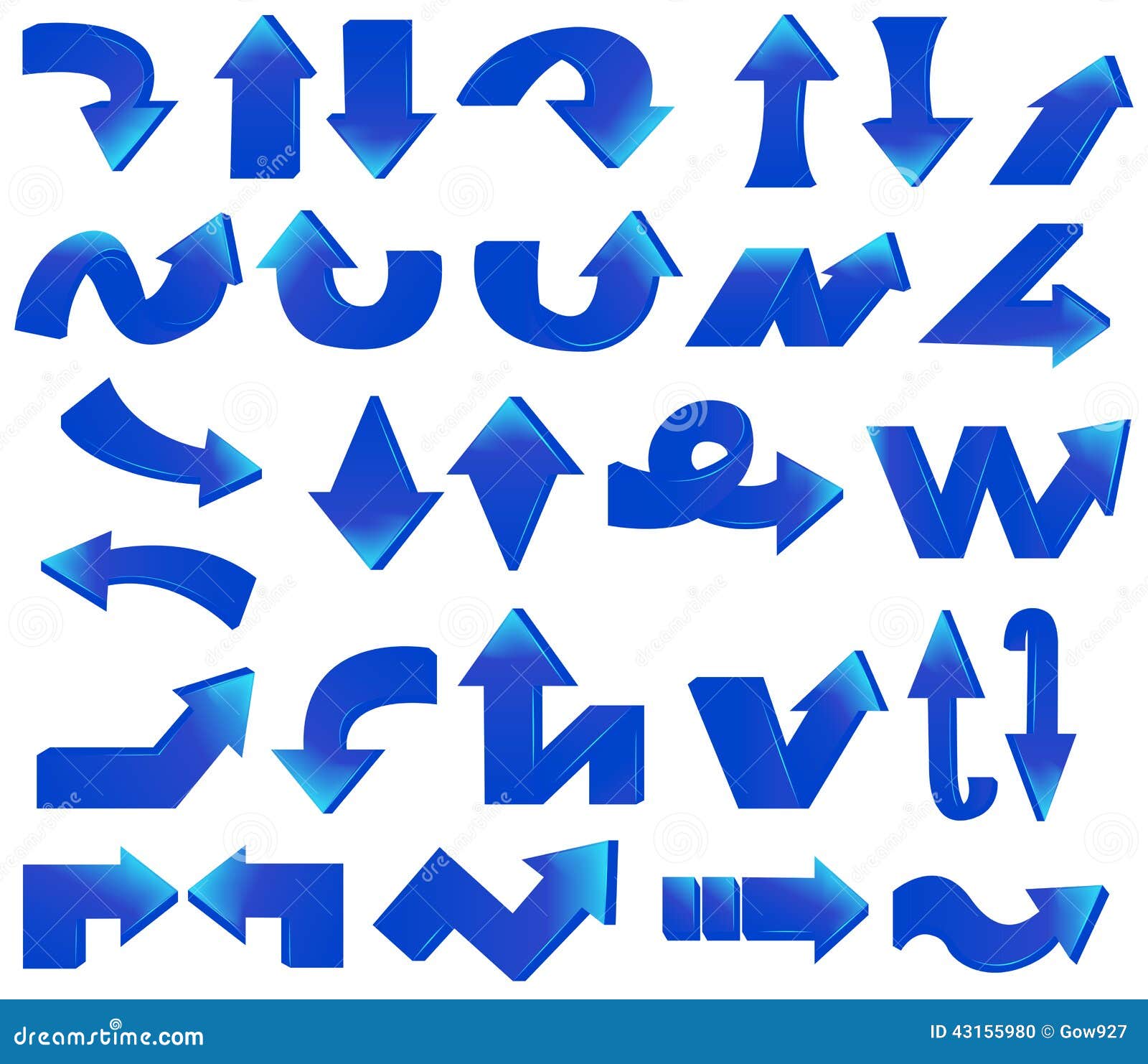 Type of Various Blue Arrow Set Stock Illustration - Illustration of ...