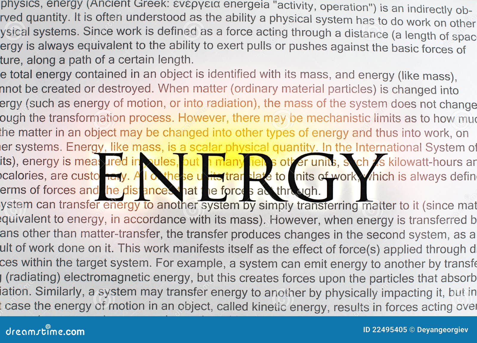 Typed text Energy on paper stock illustration. Illustration of ...