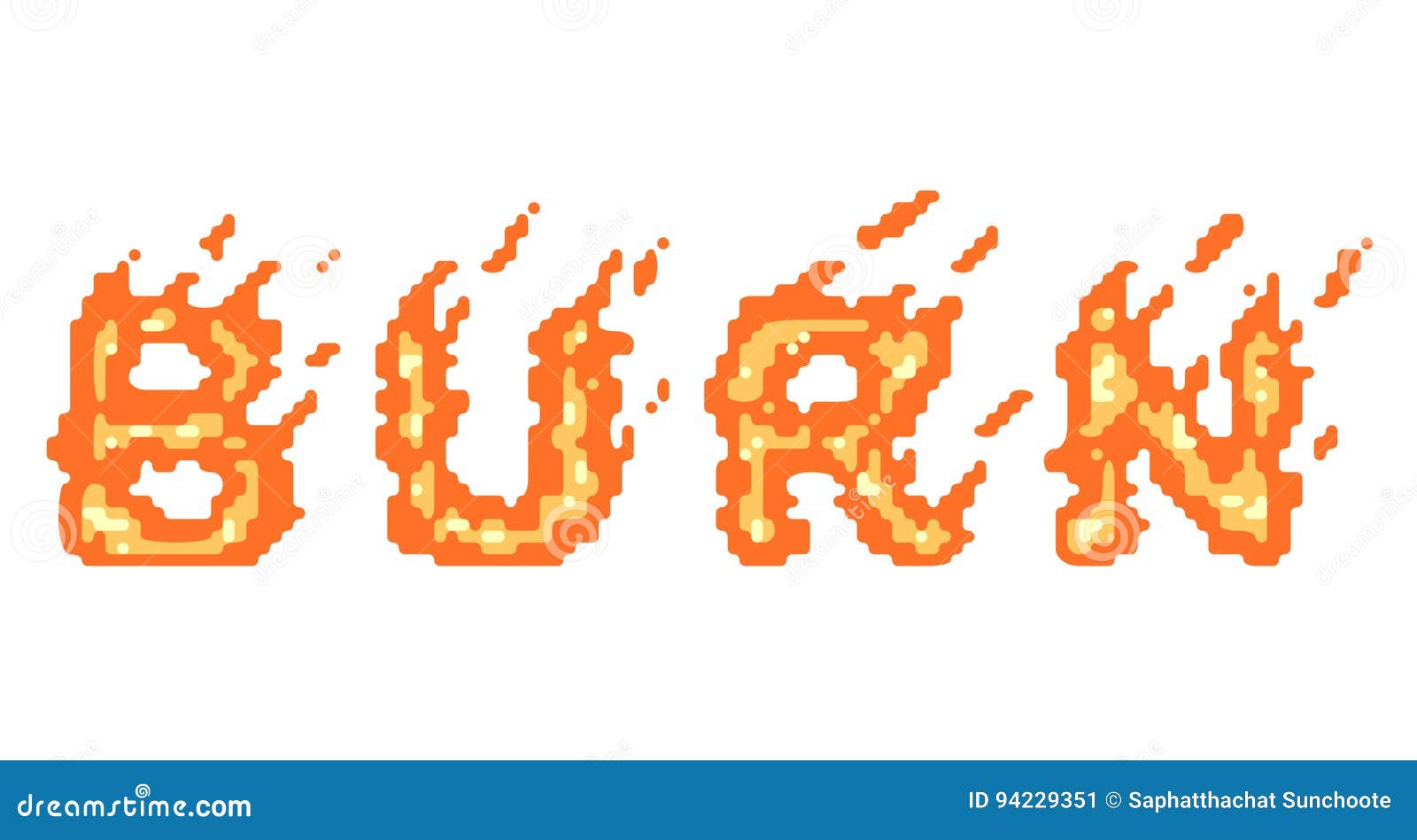 Typeface design burn stock vector. Illustration of word - 94229351