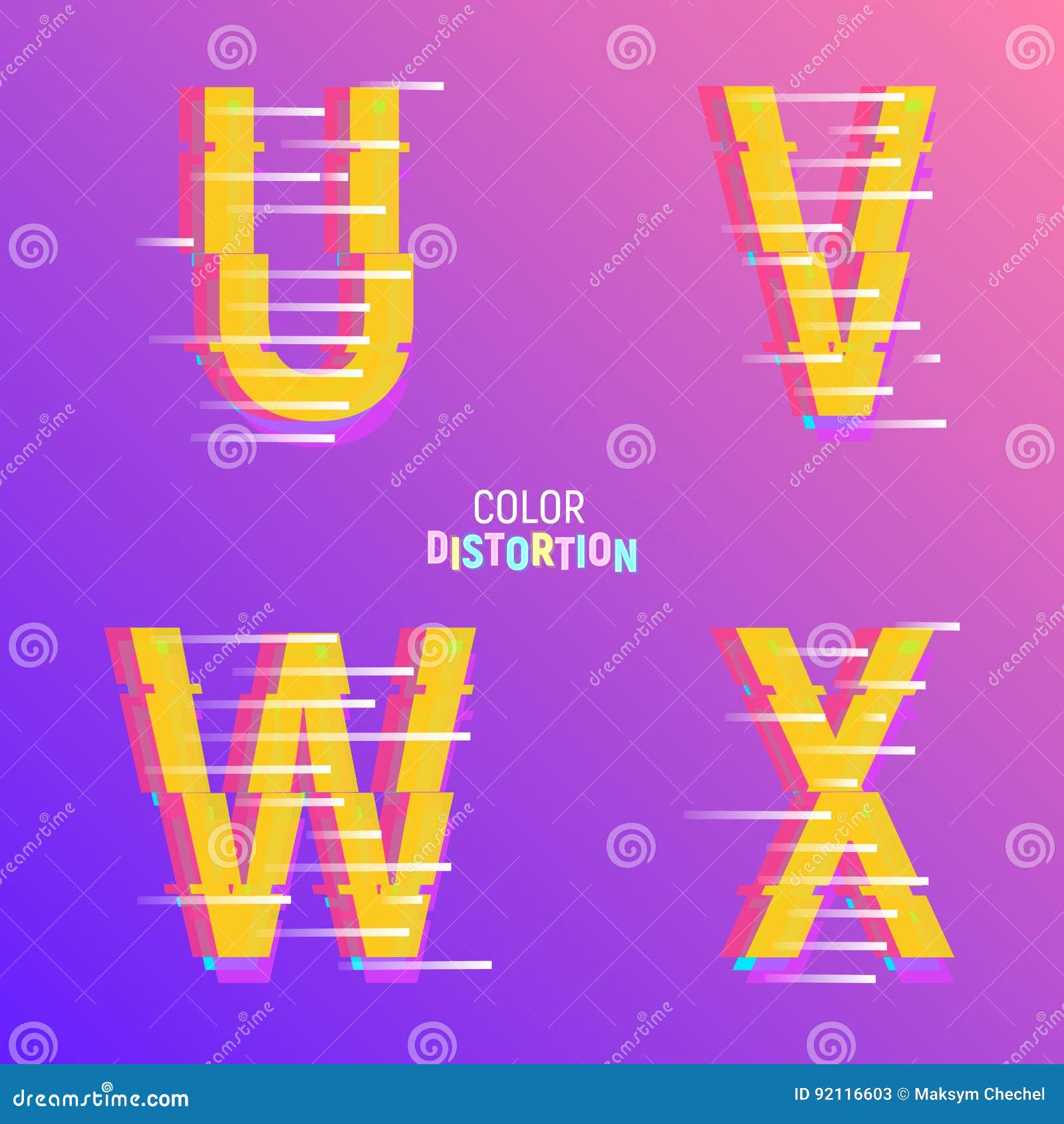 Typeface with Glitch Effect. Font with Chromatic Aberartion Color ...