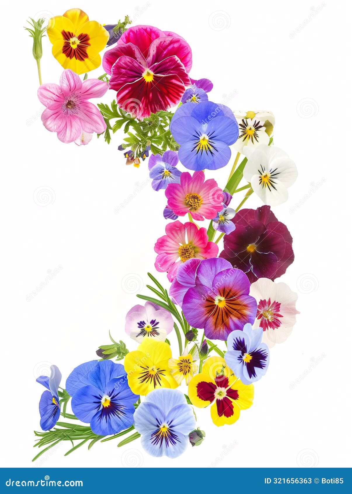 Typeface Made Out of Colored Spring Flowers Bracket Stock Illustration ...