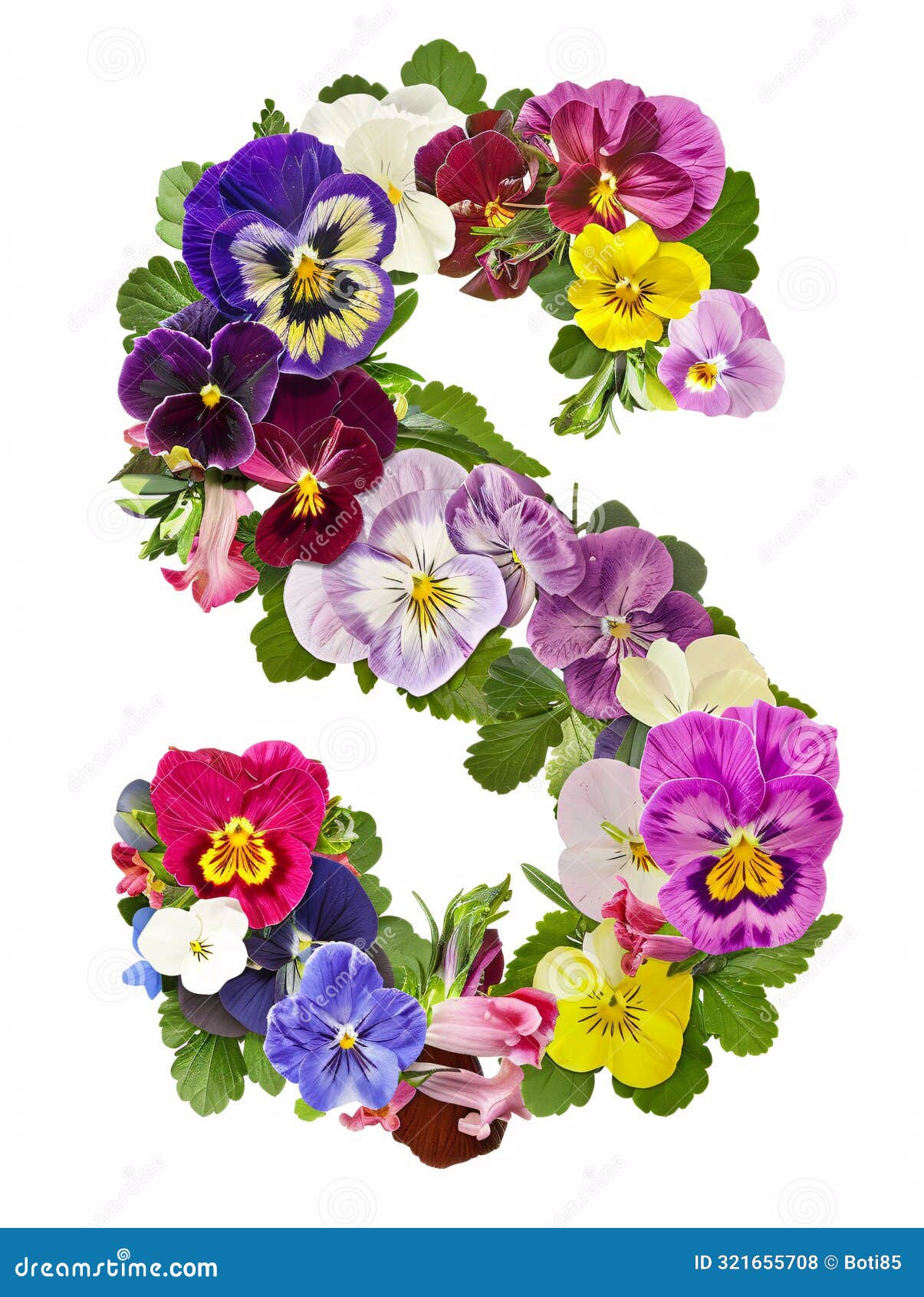 Typeface Made Out of Colored Spring Flowers the Letter S Stock ...