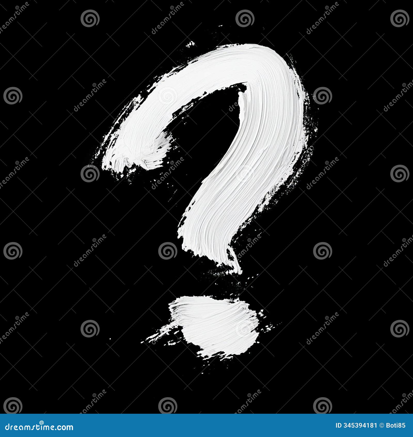 Typeface with Thick White Paint Letters on Solid Black Background the ...