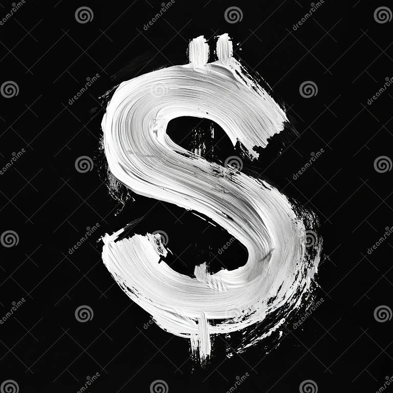 Typeface with Thick White Paint Letters on Solid Black Background the ...