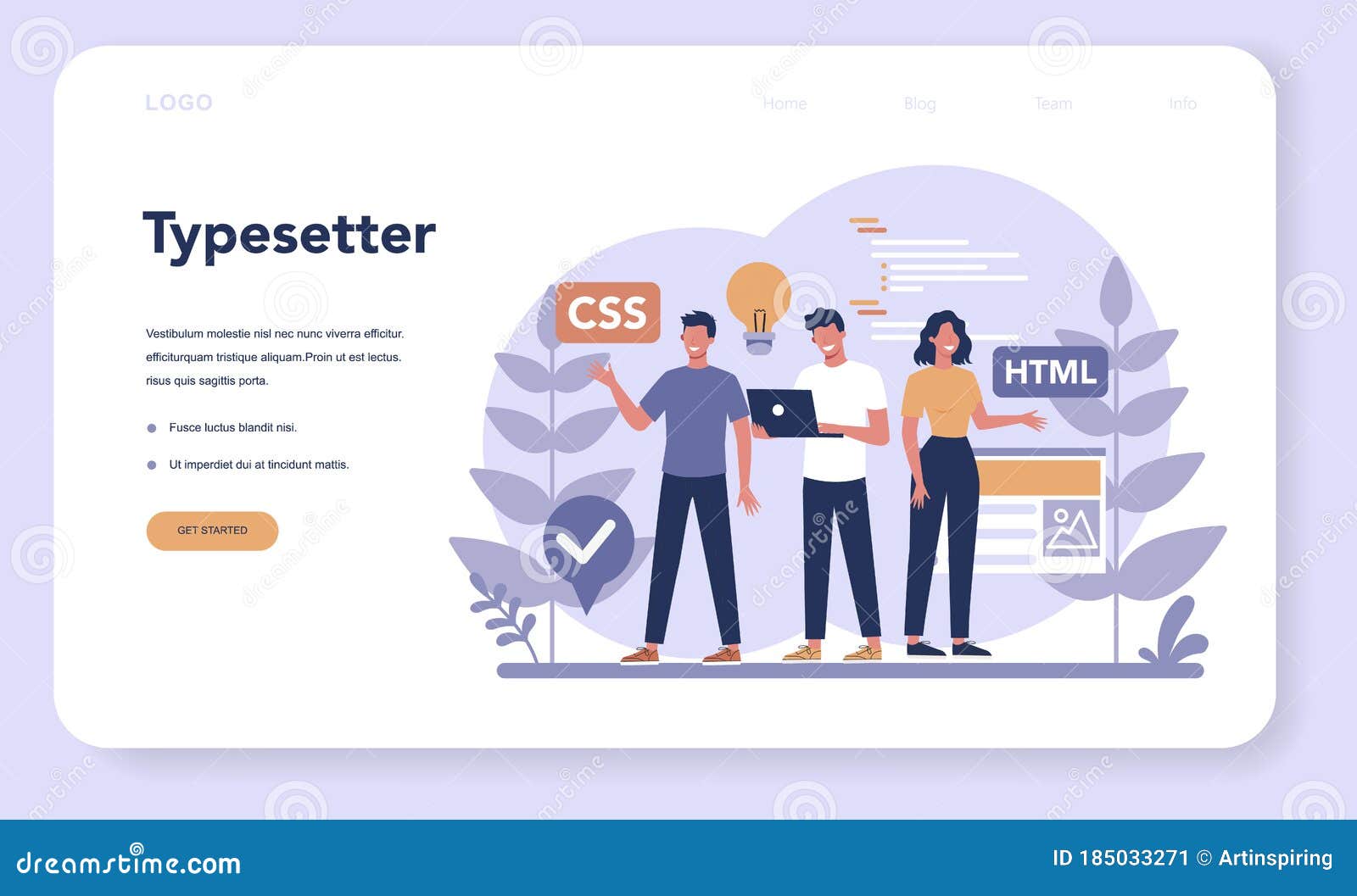 Typersetter Web Banner or Landing Page. Website Constructing. Stock ...