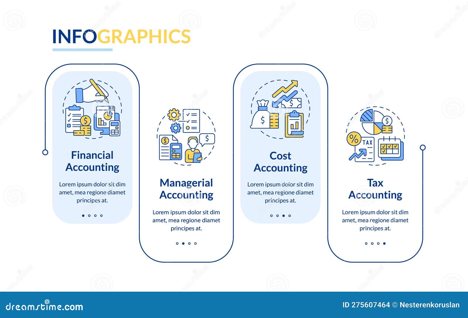 Types of Accounting Blue Rectangle Infographic Template Stock Vector ...