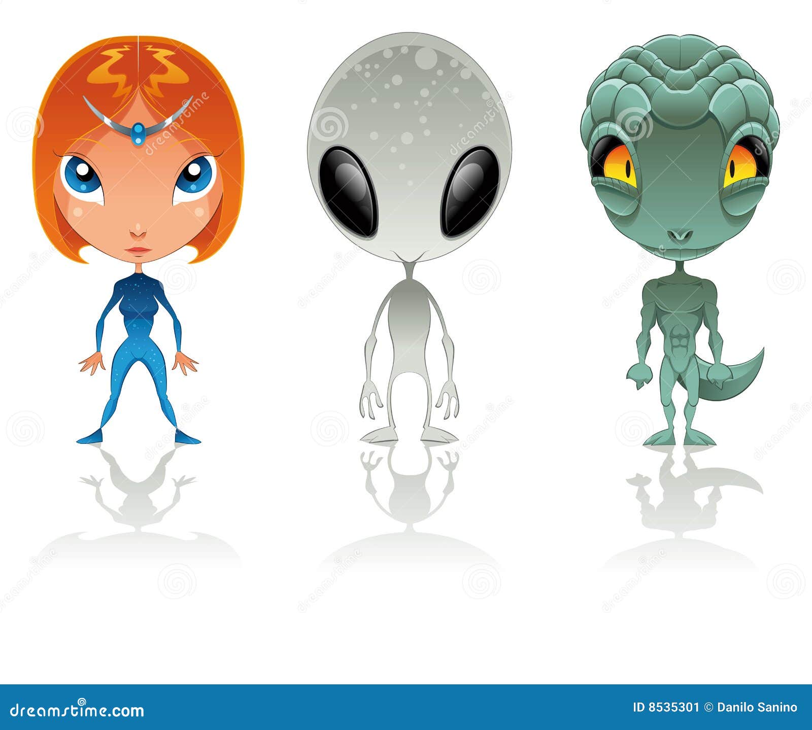 Types of aliens stock vector. Illustration of cartoon - 8535301