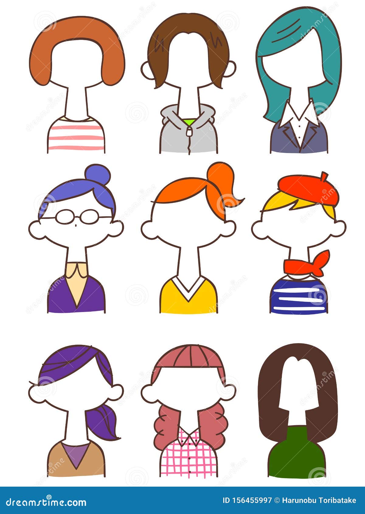 9 Types of Anonymous Female Upper Body 1 Stock Vector - Illustration of ...