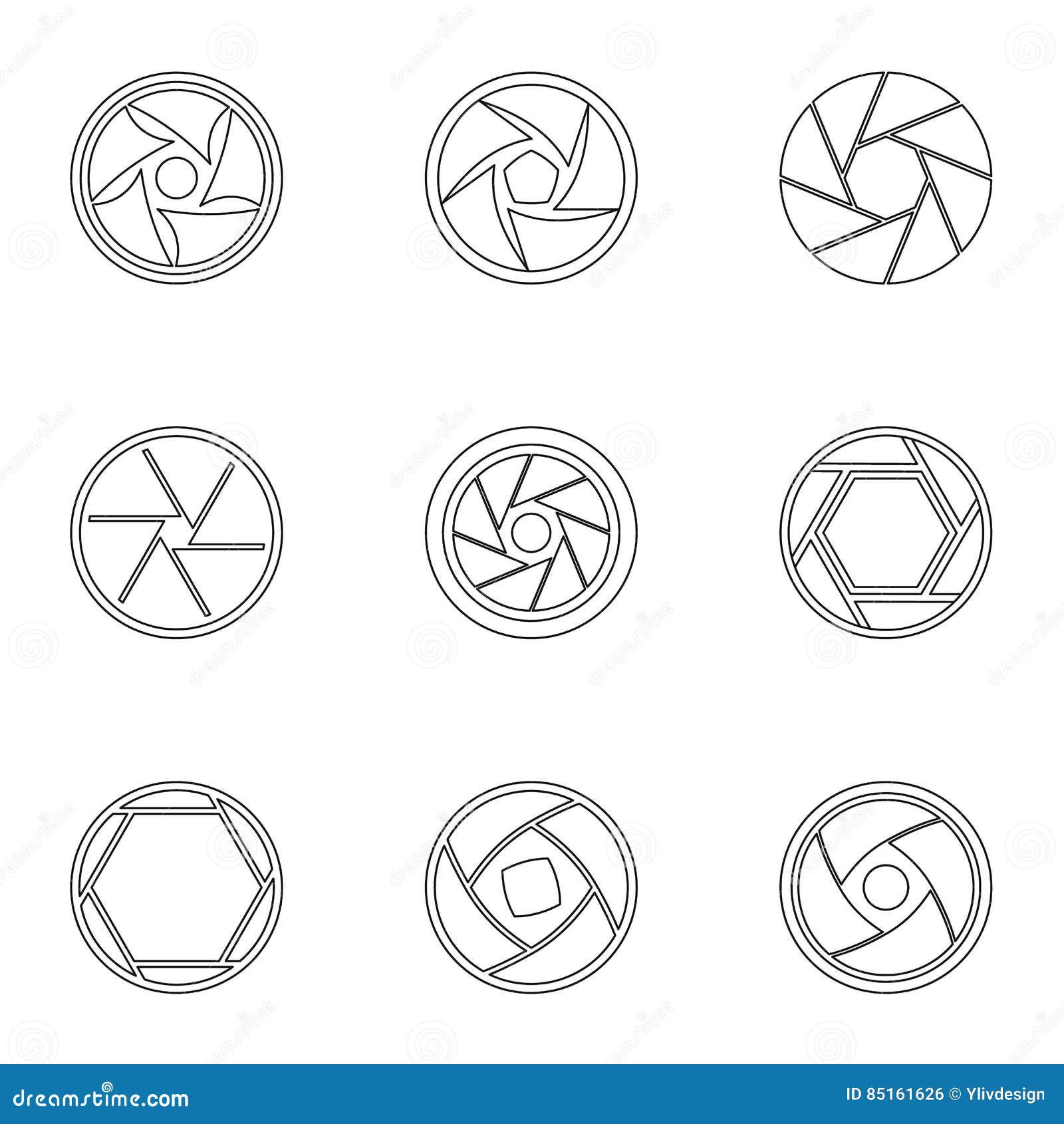 Types of Aperture Icons Set, Outline Style Stock Vector - Illustration ...
