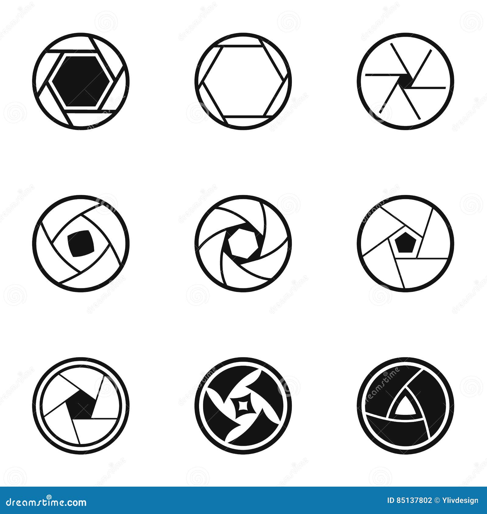 Types of Aperture Icons Set, Simple Style Stock Vector - Illustration ...