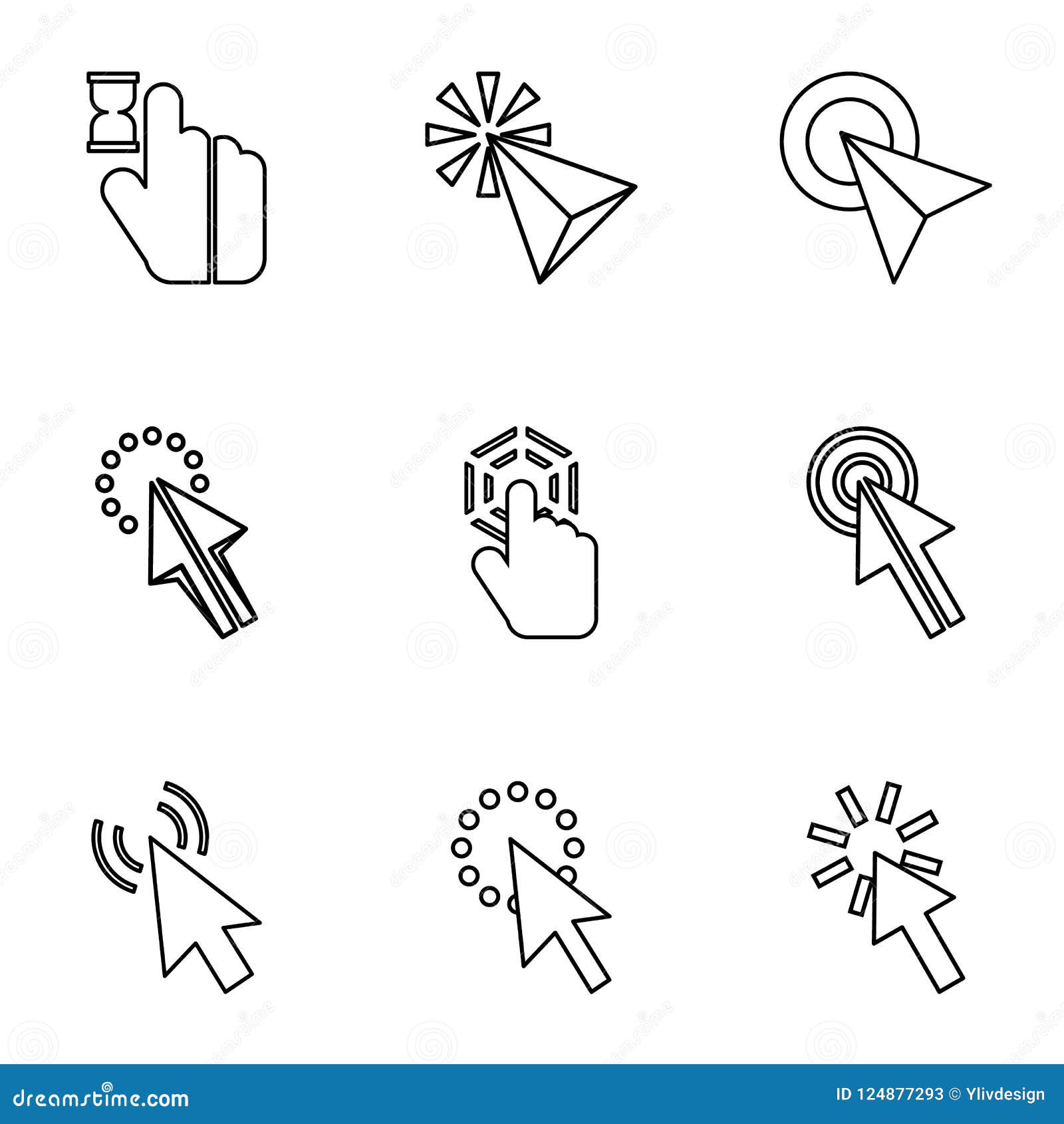 Types of Arrows Icons Set, Outline Style Stock Illustration ...